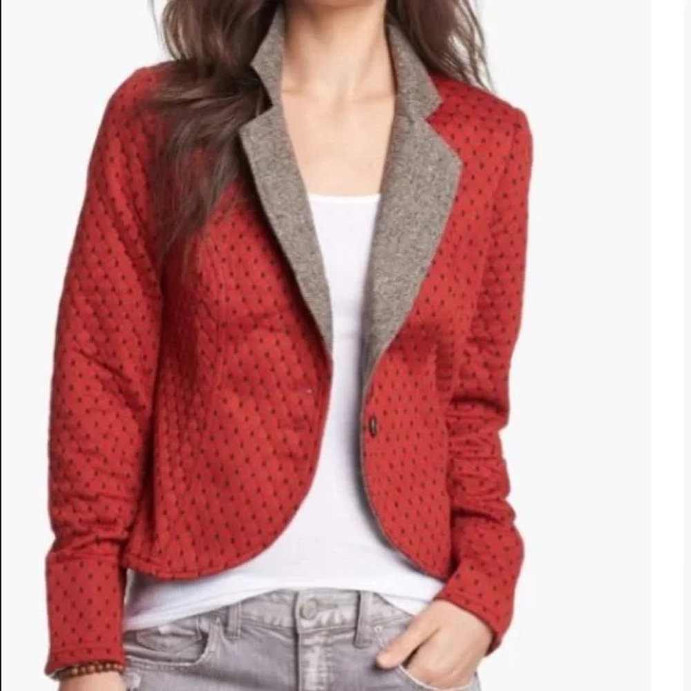 Free People Diamond Quilted Polka Dot Red Navy Brown … - Gem